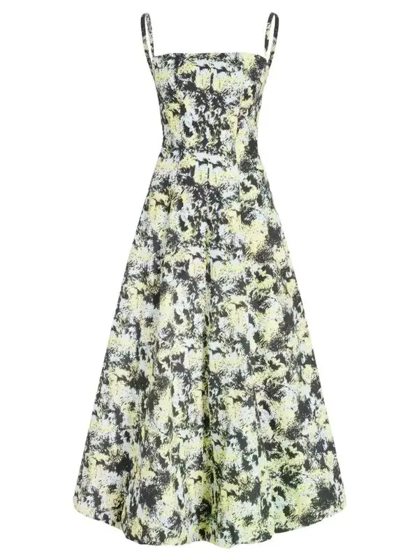 Proenza Schouler White Label Floral Print Square Neck Dress - Blue