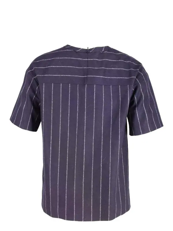 JOSEPH Striped Short-sleeved Wool Top - Blue