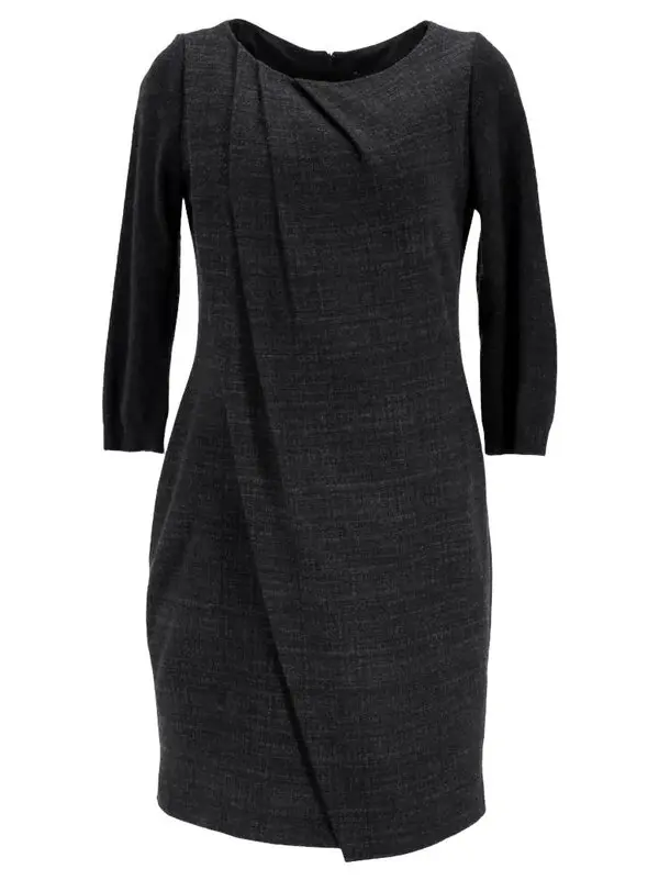 Hugo Draped Midi Dress With Three-quarter Sleeves - Black