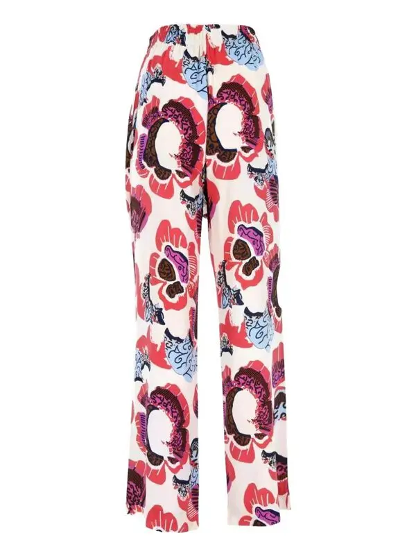 Diane Von Furstenberg Floral Print Drawstring Trousers - Neutrals