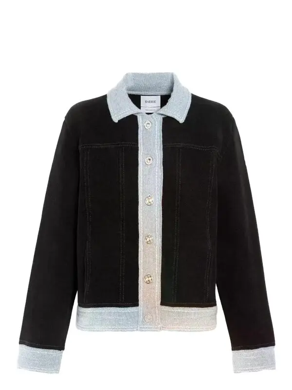 BARRIE Suede-effect Denim Jacket With Cashmere Detailing - Black