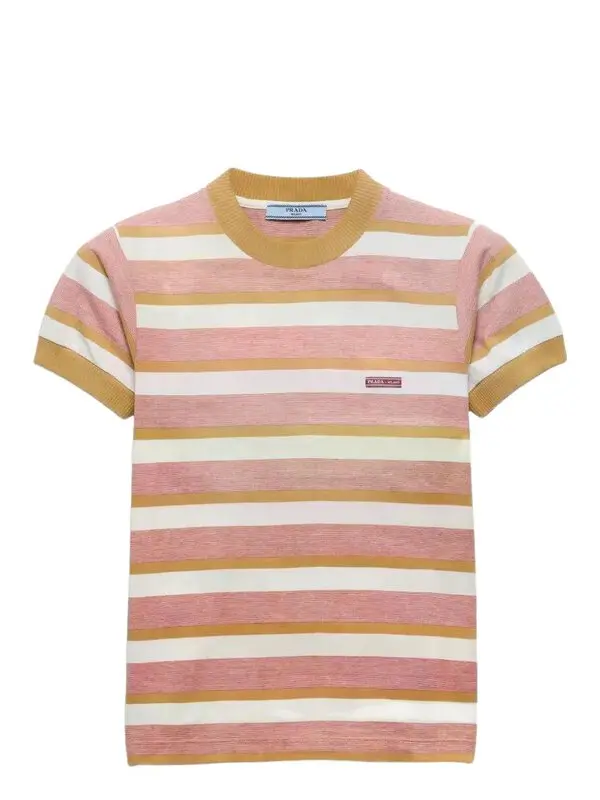 Prada Striped Jersey T-shirt - Neutrals