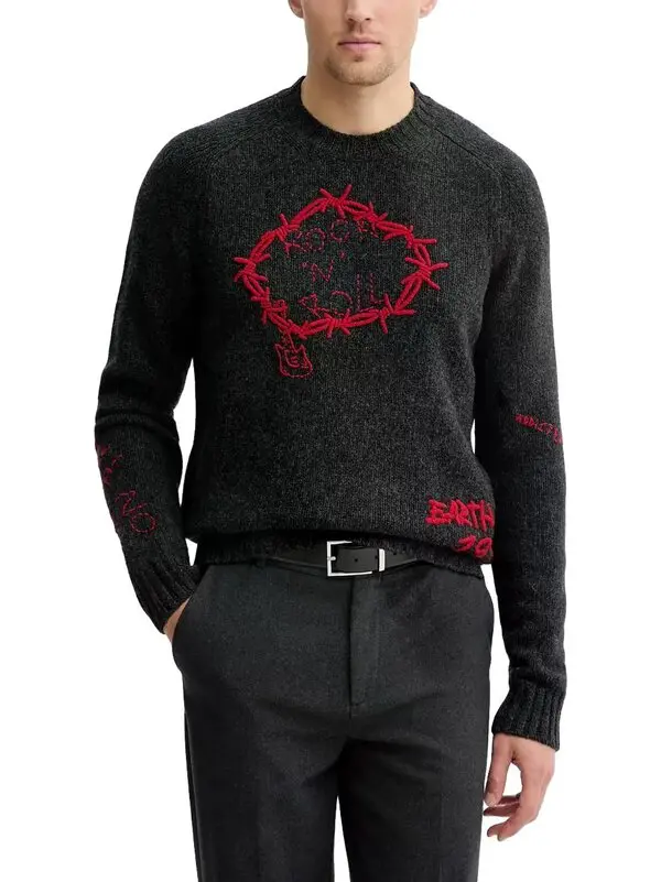 Zadig&Voltaire Jordan Embroidered Crew Neck Sweater - Grey