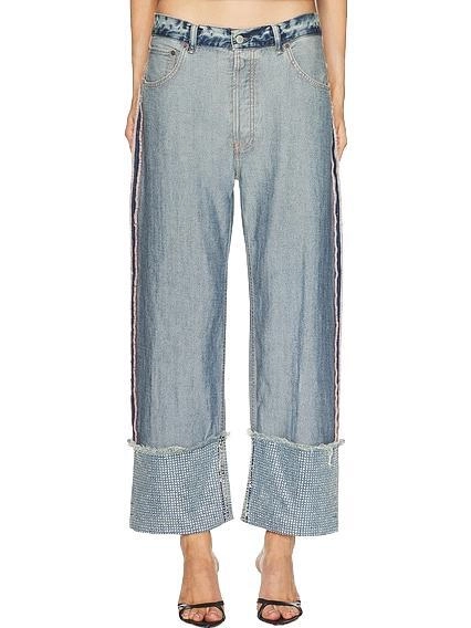 Acne Studios Pagga Orlan Shimmy Wide Leg Jeans - Mid Blue