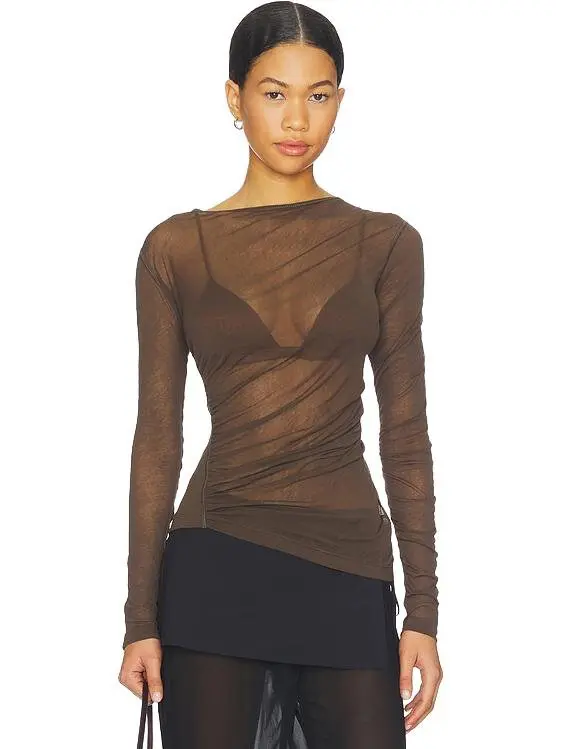 Helmut Lang Seamed Wind Top In . Also - Brown