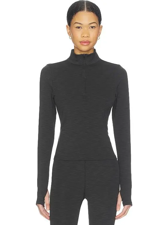 Splits59 Stevie Active Rib Half Zip Waist Length Top In . Also - Black