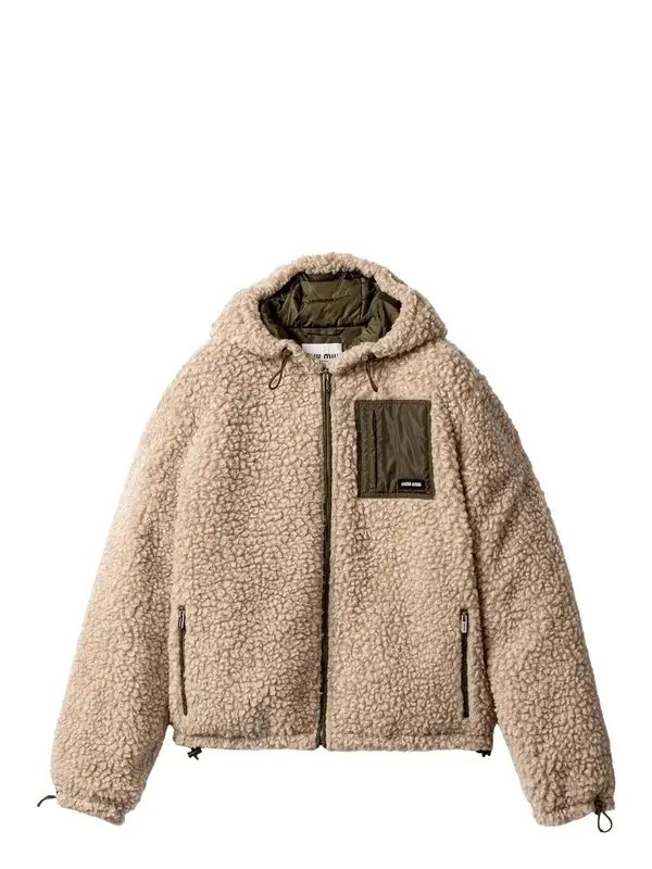Miu Miu Wool-blend Teddy Bomber Jacket - Neutral