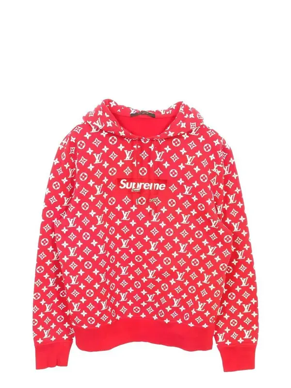 LOUIS VUITTON X Supreme Box Logo Cotton Pullover Hoodie - Red