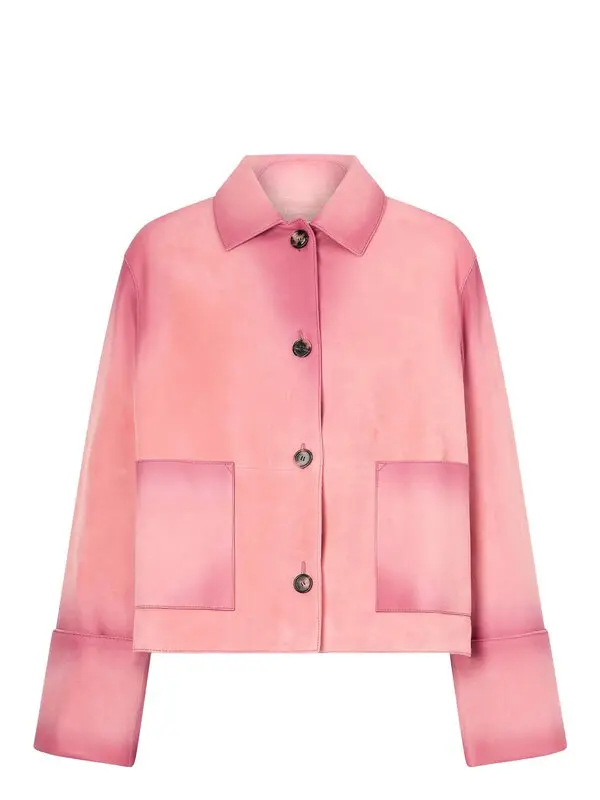 Loewe Distressed Suede Jacket - Pink