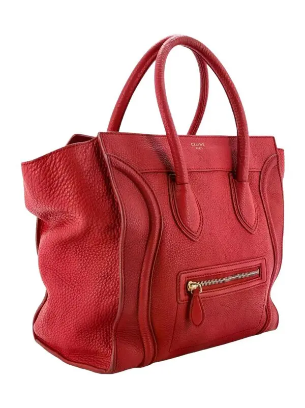 Celine Luggage Bag Grainy Leather Mini Tote Bag - Red