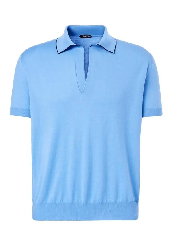 TOM FORD Cotton And Silk Polo Shirt - Blue