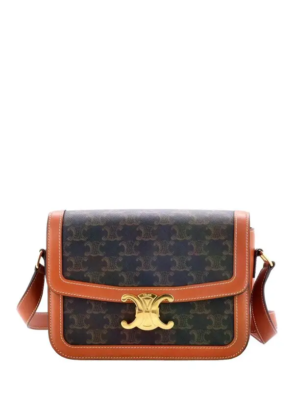 Celine Triomphe Coated Canvas Shoulder Bag - Brown