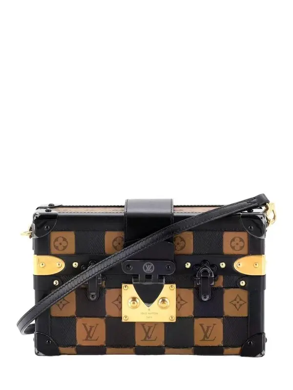 LOUIS VUITTON Petite Malle Handbag Damier Tressage Monogram Canvas And Leather Clutch Bag - Black