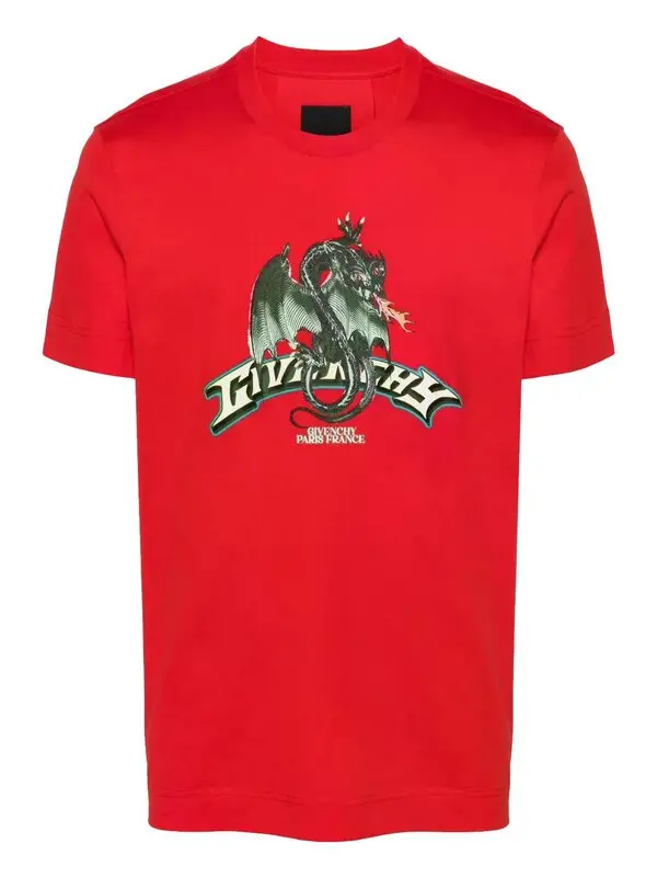 Givenchy Dragon-print Cotton T-shirt - Red