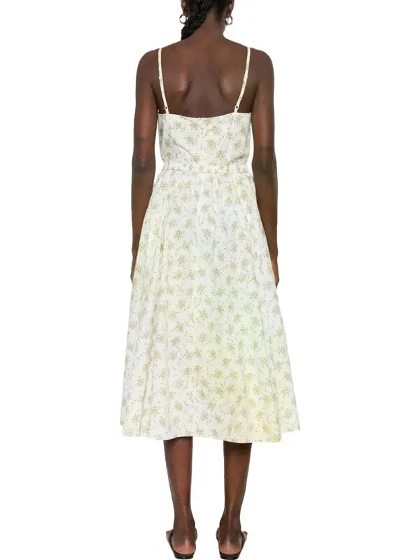 Sandro Floral-print Spaghetti Strap Midi Dress - Neutrals