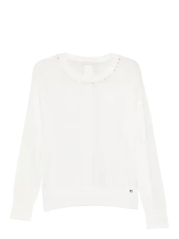 Liu Jo Embellished Round Neck Pullover - White