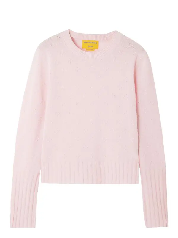 Guest In Residence Cropped Cashmere Sweater With Popcorn Stitching - Pink