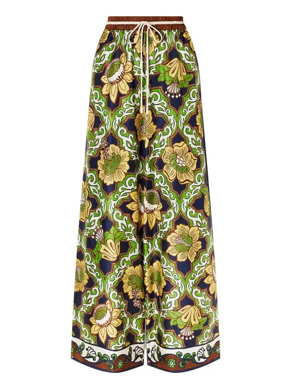 ALEMAIS Liana Printed Silk-twill Wide-leg Trousers - Multi