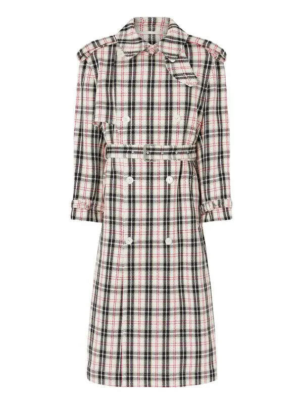 S.S.DALEY Belted Double-breasted Checked Tweed Trench Coat - Multi