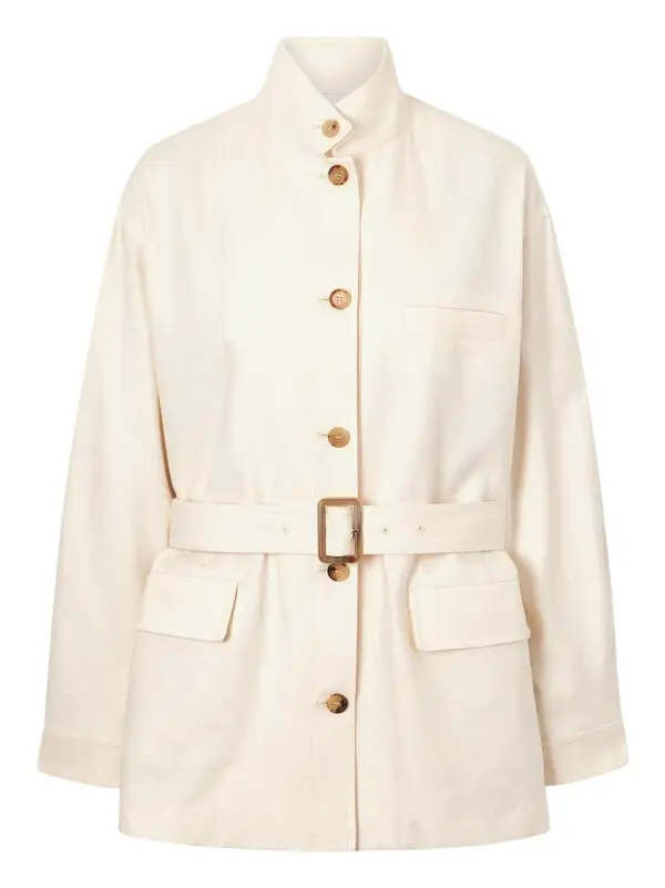 Loro Piana Lismore Belted Linen And Wool-blend Jacket - Orange