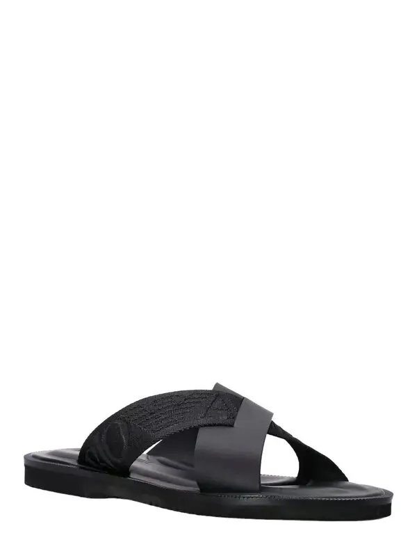 Emporio Armani Logo-strap Leather Sandals - Black