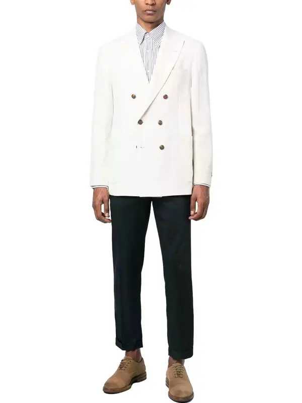 Brunello Cucinelli Double-breasted Linen Blazer - Neutrals