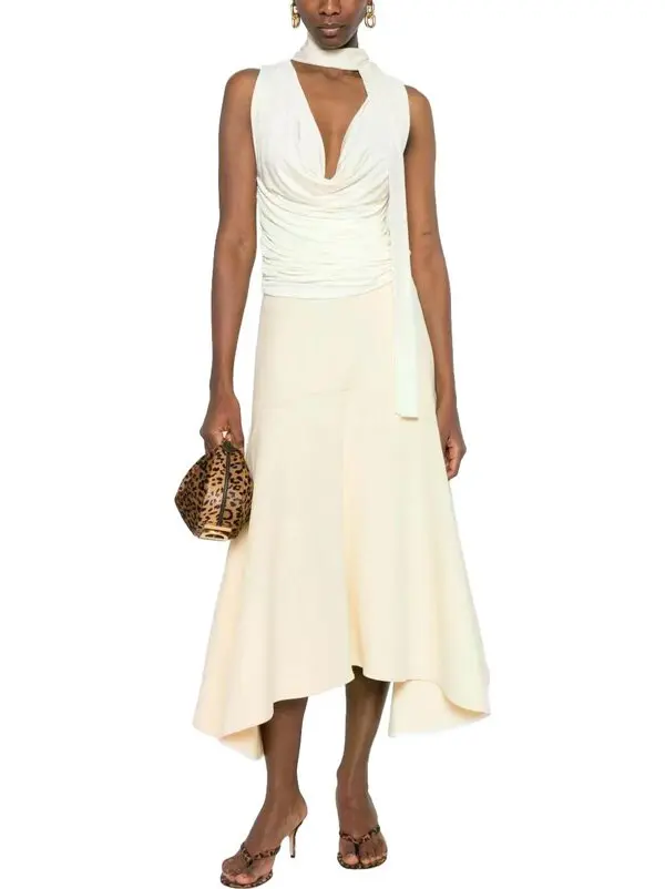Plan C Asymmetric Hem Skirt - Neutrals