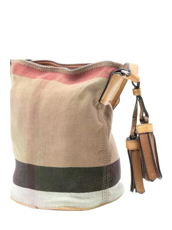 Burberry Mini Mega Check Canvas Ashby Bucket Bag - Brown