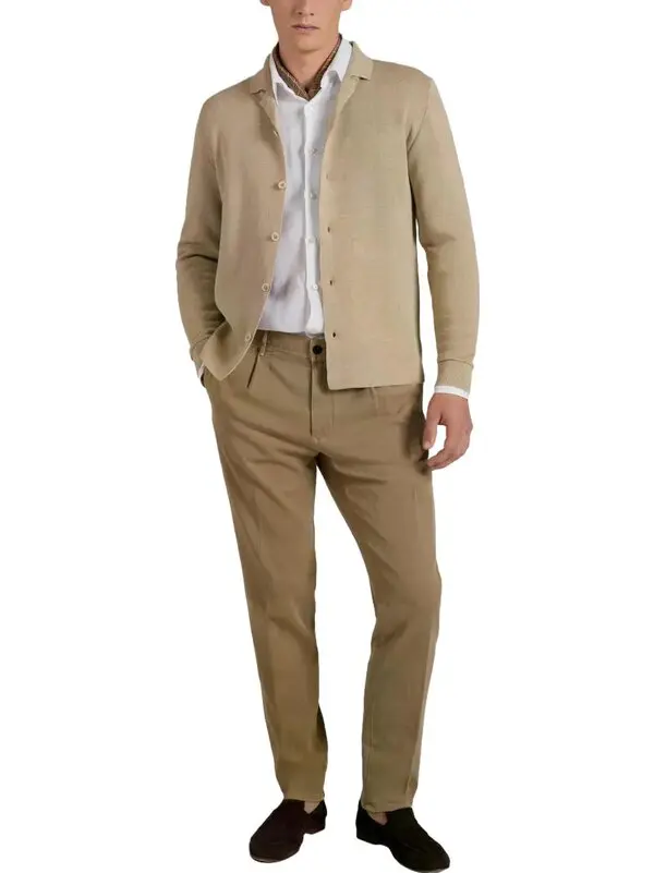 ZANONE Knitted Camp Collar Cardigan - Neutrals