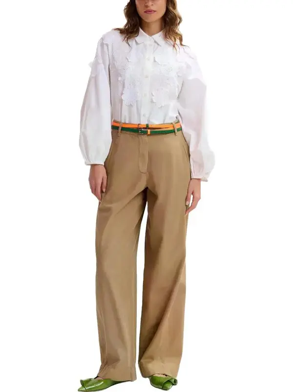 Essentiel Antwerp Embroidered Balloon Sleeve Shirt - White