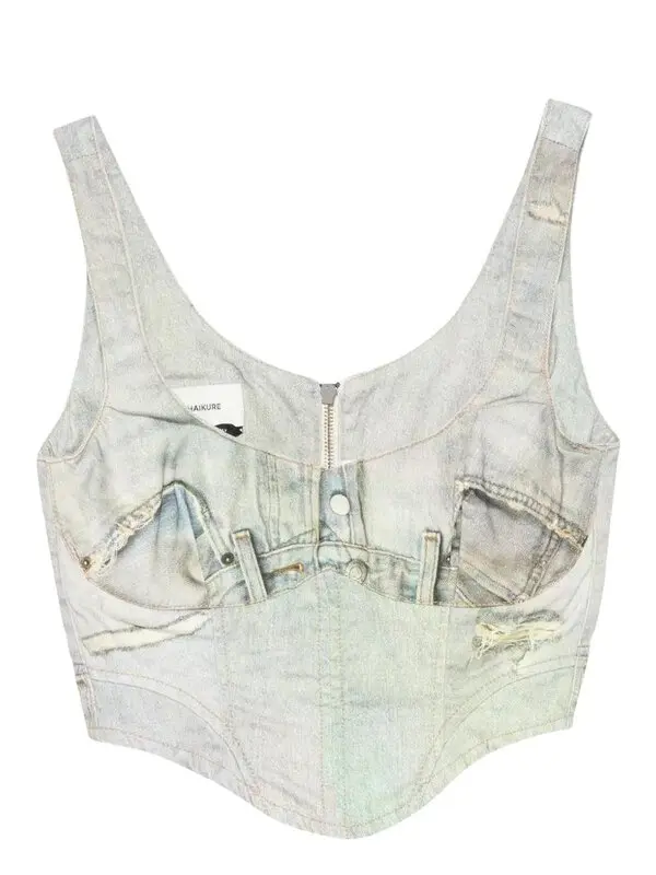 HAIKURE V-neck Sleeveless Top - Blue
