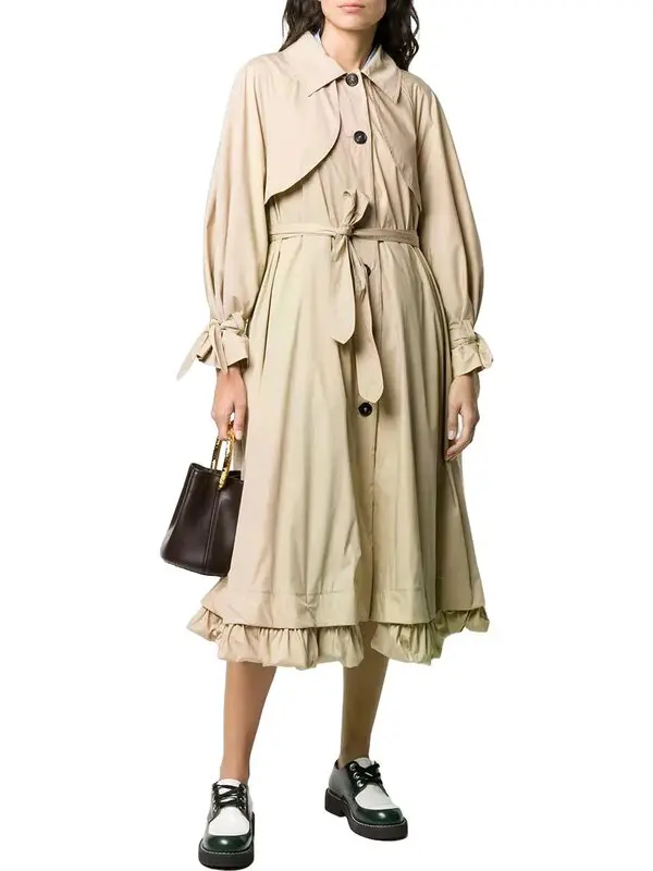 PATOU Flared Belted Trench Coat - Neutrals