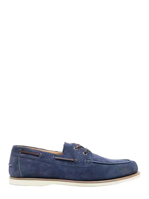 Brunello Cucinelli Lace-up Suede Boat Shoes - Blue