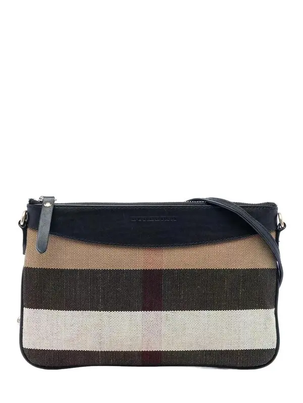 Burberry Mega Check Canvas Peyton Crossbody Bag - Brown