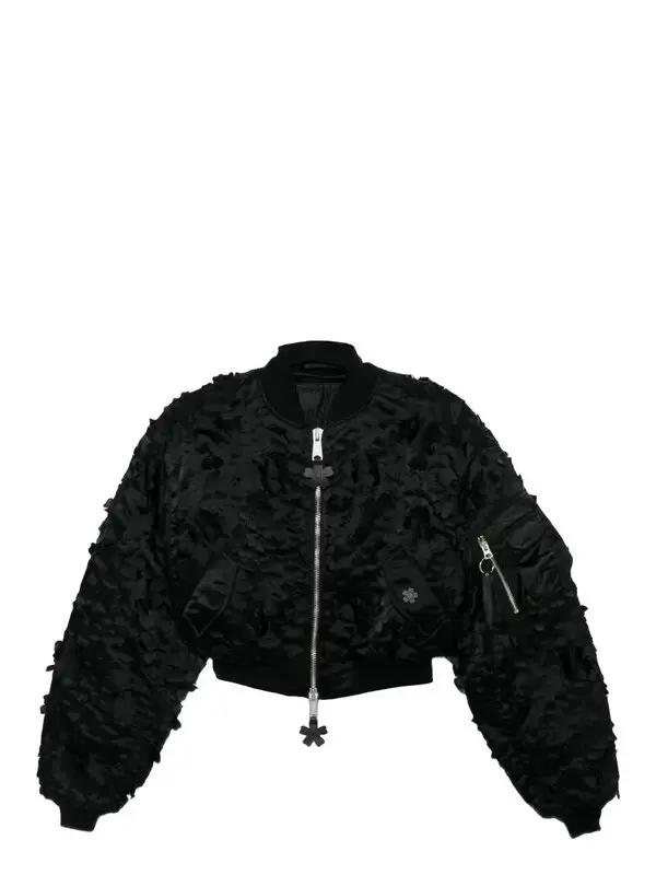 Alpha Industries X Cecile Bahnsen Flower Appliqué Zipped Bomber Jacket - Black