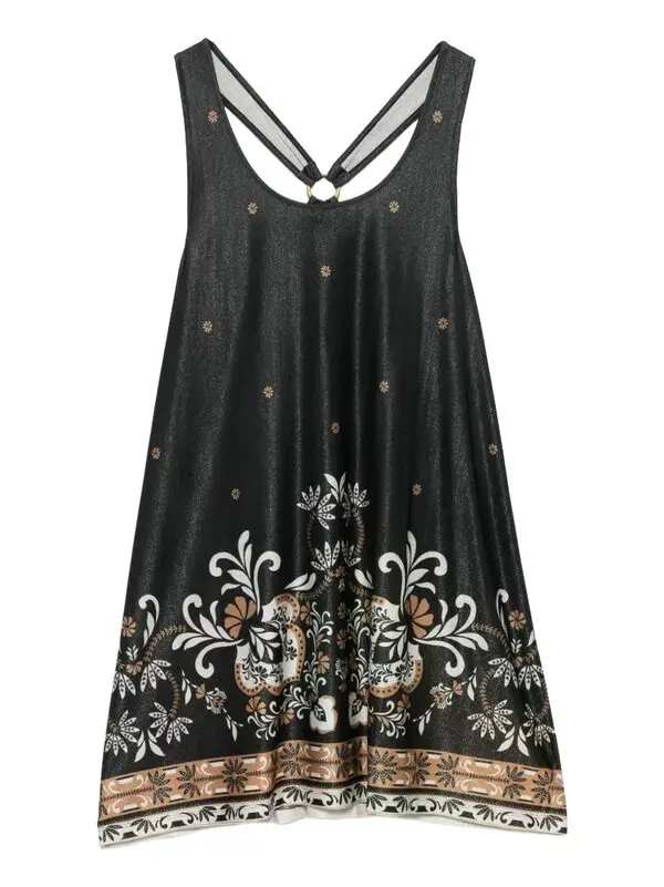 TWINSET Floral Print Ring Detail Top - Black