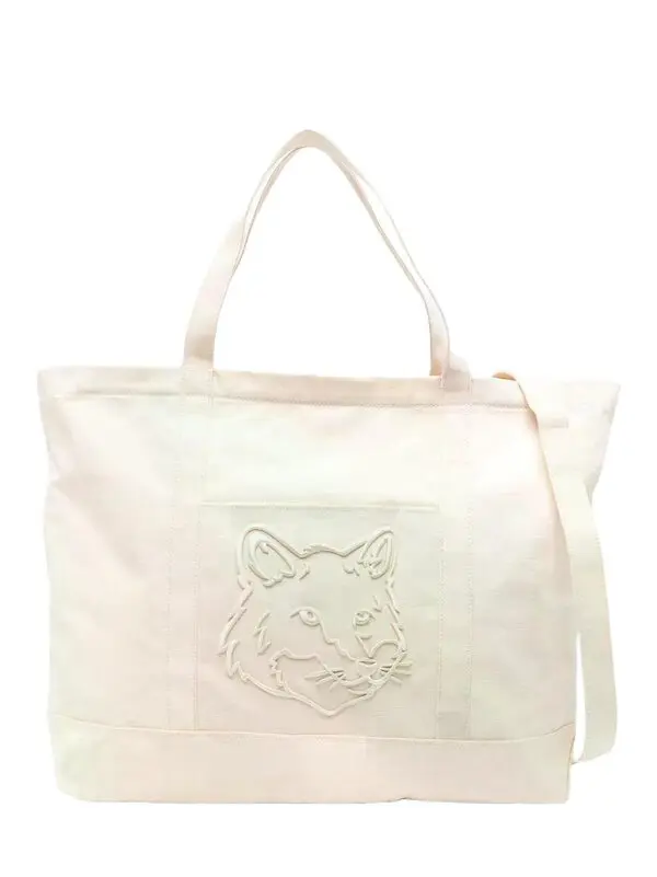 Maison Kitsuné Xl Fox-log Tote Bag - Neutrals