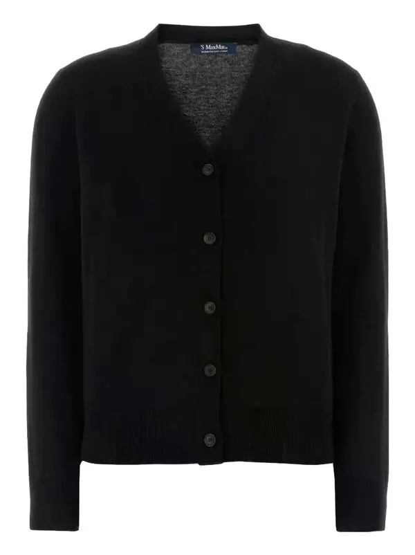 Max Mara V-neck Button Cardigan With Ribbed Hem And Cuffs - Black