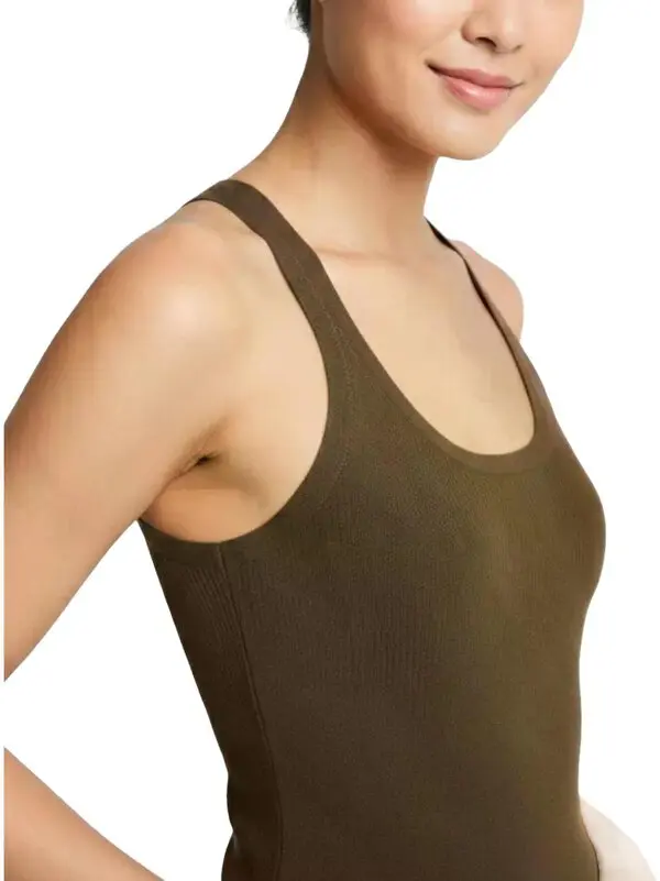 Vince Scoop Neck Ribbed Knit Tank Top - Brown