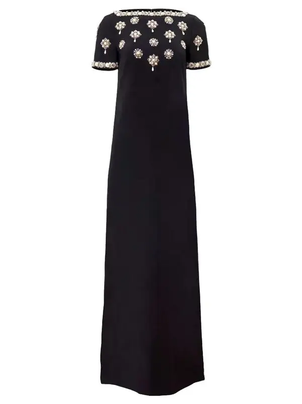 Carolina Herrera Medallion-embroidered Gown With Bows - Black