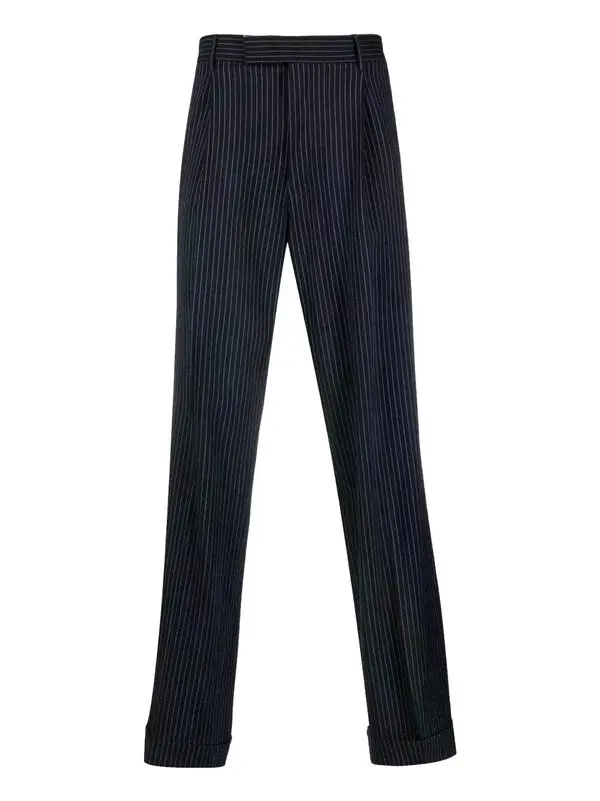 PT TORINO Pinstripe Pattern Straight-leg Trousers - Blue