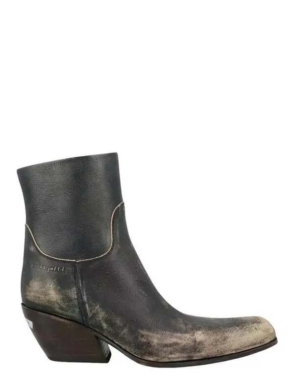 Balenciaga Memphis Distressed Calf-length Cowboy Boots - Black