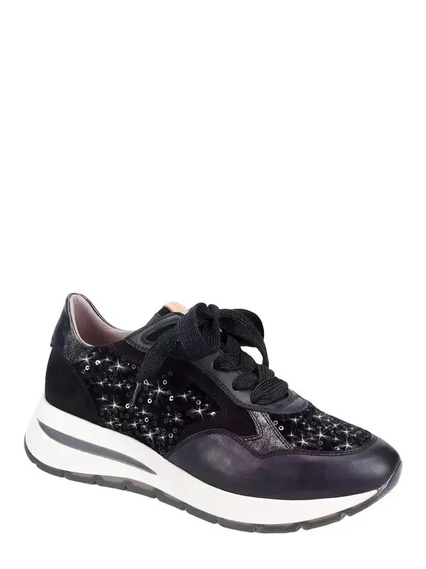 Ron White Zara Sequin-embellished Panelled Sneakers - Black