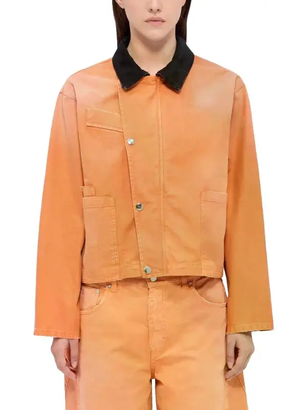 MSGM Collared Denim Jacket - Orange