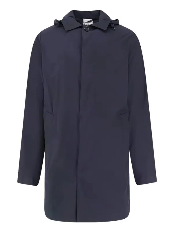 Aspesi Removable Hood Waterproof Coat - Blue