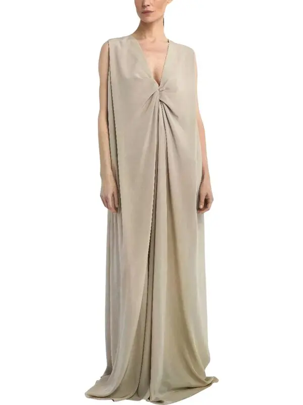 DI STAVNITSER Mira V-neck Twisted Maxi Dress - Neutrals