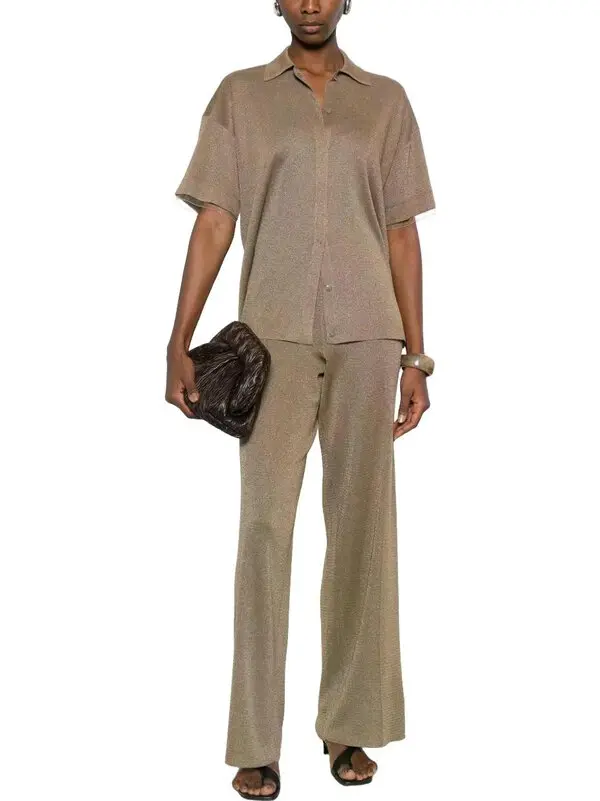 Fabiana Filippi And Gold-tone Wide Leg Knitted Pants - Brown