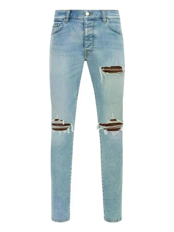 Amiri Croc Mx1 Ripped-design Jeans - Blue