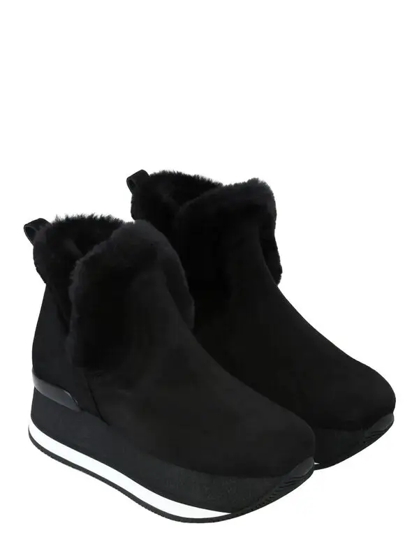Hogan Faux-fur Platform Boots - Black