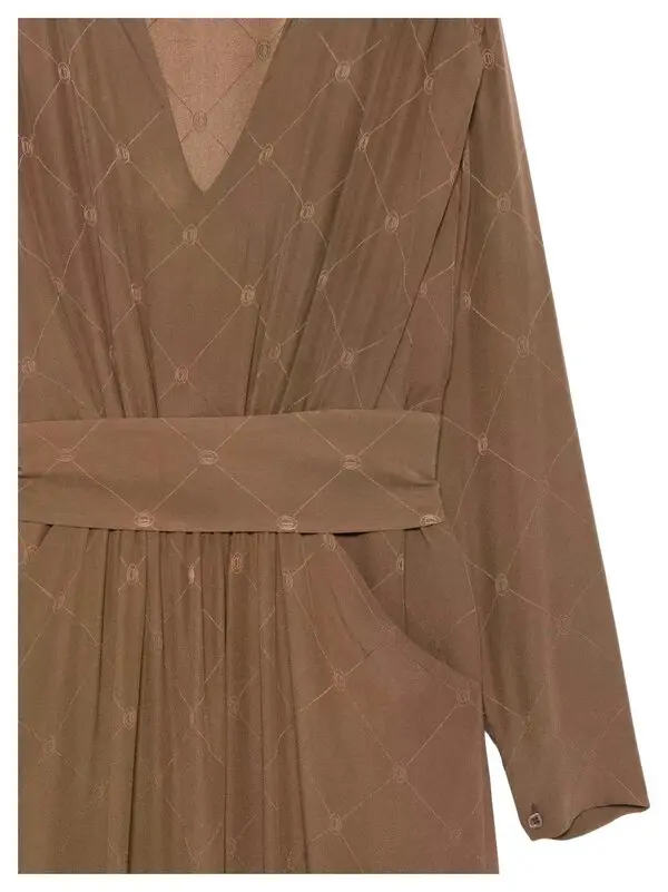 Dior 1970s V-neck Silk Dress - Brown